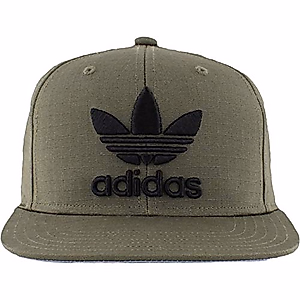 adidas Originals mens Plus Flatbrim Structured Men s originals trefoil chain snapback cap, Olive Cargo Ripstop, One Size US