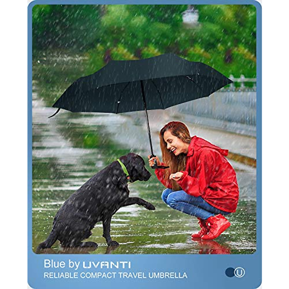 UVANTI Compact Travel Umbrella - Pocket Portable Small Mini Folding Windproof umbrella - Car Backpack Purse Automatic Umbrellas for Rain
