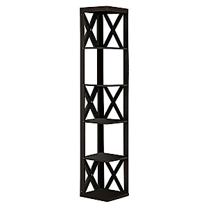 Kings Brand Furniture - Corner Unit 5 Tier Bookshelf/Bookcase Display Stand, Espresso