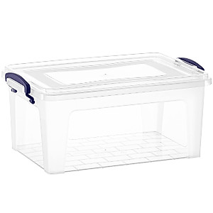 Superio Clear Plastic Storage Bin with Lid, 6 Qt, Non-Toxic, BPA Free, Odor Free, Organizer Storage Box, Stackable Plastic Tote for Home, Garage, School, and Office