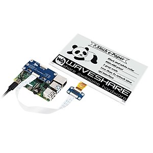 Waveshare 7.5inch E-Ink Display HAT Compatible with Raspberry Pi 5/4B/3B/Zero/Zero W/Zero 2W/Pico/Pico W/Pico WH, 800×480 Resolution SPI Interface