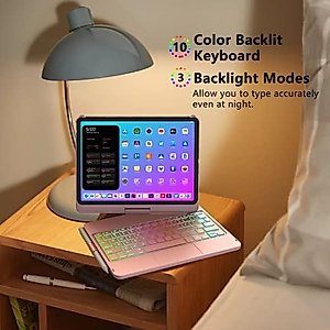 iPad Pro 11 inch Case with Keyboard, iPad Air 5/Air 4 10.9 inch Keyboard Case with Trackpad, Keyboard Case for iPad Air 5/Air 4 and iPad Pro 1-4 Gen, Backlit 10 Color & 360 Screen Rotation - Rose Gold