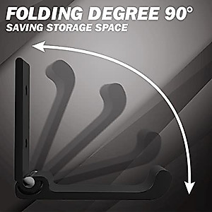 AUHSSAN 6Pcs 3'' Folding Coat Hooks Black Foldable Hooks Aluminum Alloy Wall Hooks Headphones Holder Wall Mounted with 12pcs Screws Set for Hanging Coats, Bags, Hat, Towel, Keys