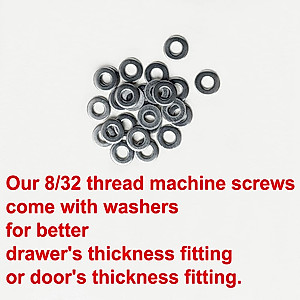 Adiyer 25pcs Knob/Pull Screws with Washers 8/32 Thread x 1-1/4 Inch Cabinet Door Drawer Machine Screws, 304 Stainless Steel