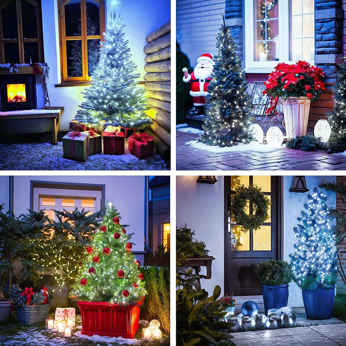 JMEXSUSS 4 Pack 50 LED White Fairy Lights Battery Operated, 16.1ft Christmas Fairy Lights Indoor, White String Lights Waterproof Outdoor for Party Wedding Birthday Holiday Decorations