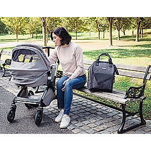 Baby Brezza Lucia Baby Diaper Bag Backpack and Tote – Carry How You Choose – Spacious but Compact Design with 12 Pockets and Slide Out Diaper Caddy, Graphite