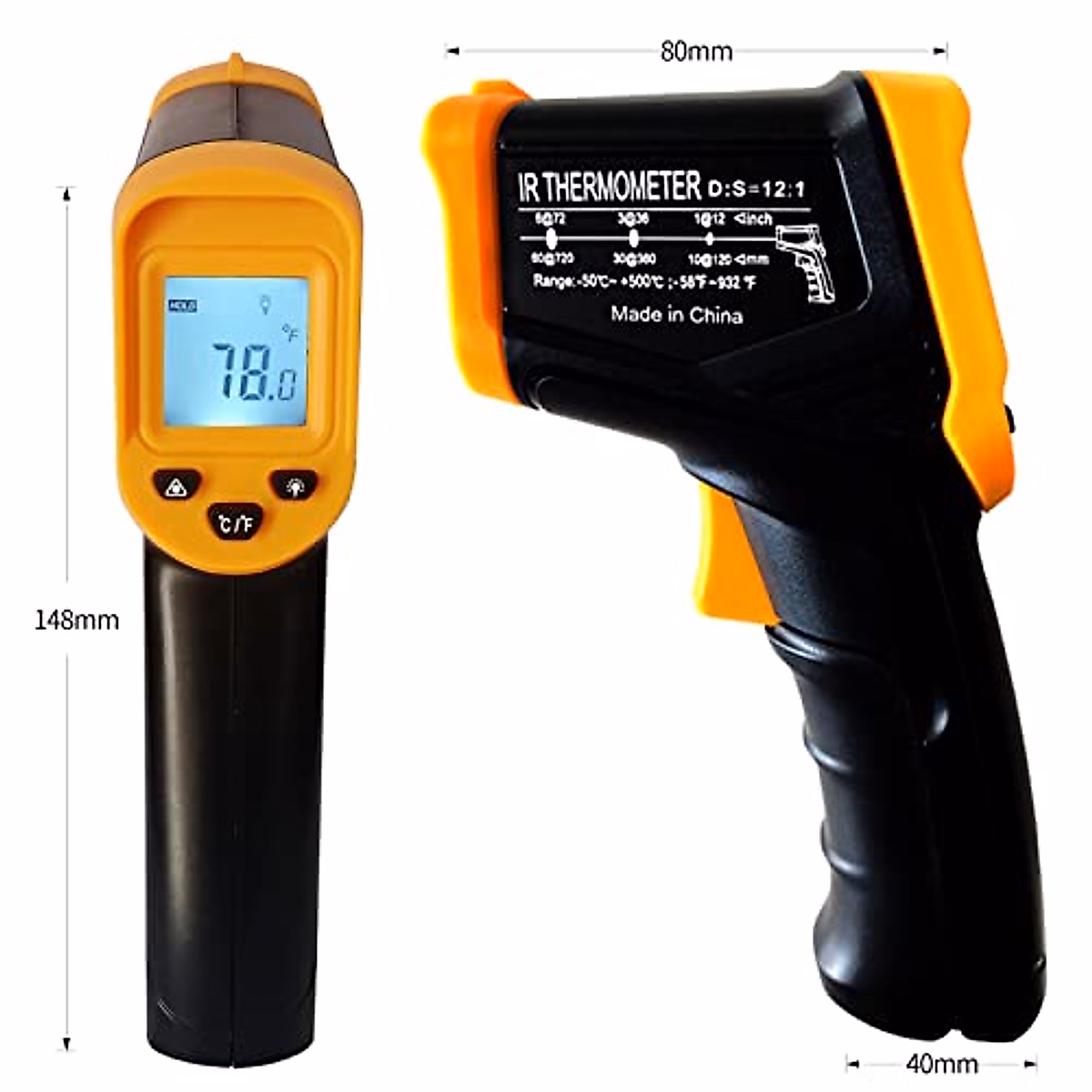 Digital Infrared Thermometer Gun for Cooking,BBQ,Pizza Oven,Ir Thermometer with Backlight,-58℉~932℉(-50℃~500℃) Handheld Non Contact Heat Laser Temperature Gun (Not for Human)