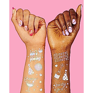 xo, Fetti Cheers Party Temporary Tattoos - 52 iridescent styles | Bachelorette Party Supplies, Birthday Party Favors, Disco Party Girl, Cheers Decorations