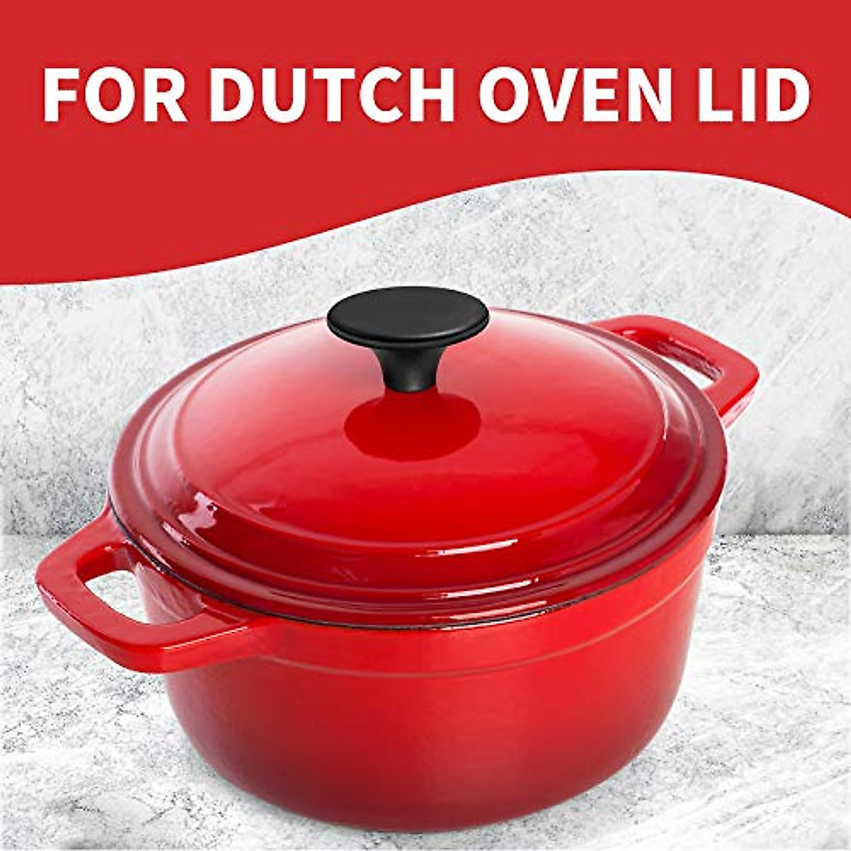 Hotop 4 Sets Pot Lid Handle Dutch Oven Knob Bakelite Replacement Knob Pot Lid Handle Compatible with Le Creuset, Aldi, Lodge and other Enameled Dutch Oven, Black