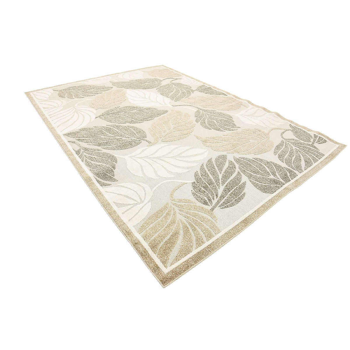 Unique Loom Outdoor Botanical Collection Area Rug - Augusta (7' 1" x 10' Rectangle, Beige/ Ivory)