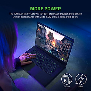 Razer Blade 15 Base Gaming Laptop 2021: Intel Core i7-10750H 6 Core, NVIDIA GeForce RTX 3070, 15.6" FHD 1080p 144Hz, 16GB, 512GB SSD - CNC Aluminum - Chroma RGB Lighting - Thunderbolt 3