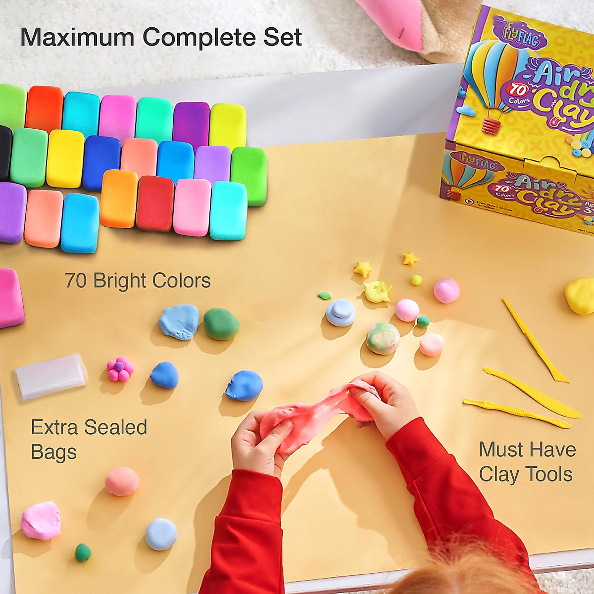 Air Dry Clay 36 Colors, Soft & Ultra Light, Modeling Clay for Kids with Accessories, Tools and Tutorials