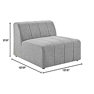 Modway Bartlett Channel Tufted Upholstered Sectional Sofa, 5-Piece L-Shape, Light Gray