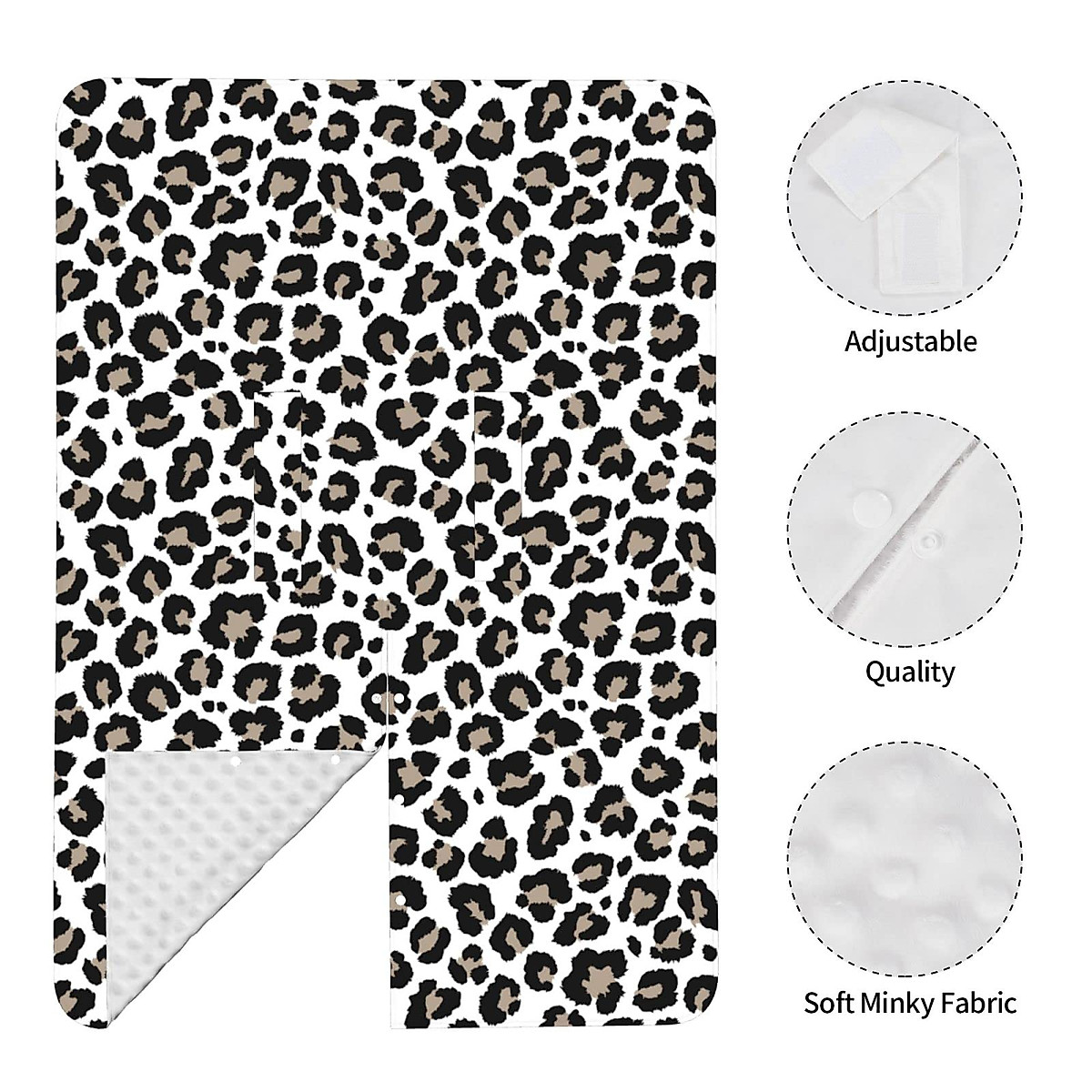 9CH Car Seat Canopy for Babies, Peekaboo Opening Minky Car seat Cover for Baby Mom Nursing Breastfeeding Covers, Minky Blanket for Infant Toddler (Leopard)