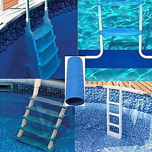 Swimming Pool Ladder Mat - 40"x40" Pool Ladder Mat for Above Ground Inground Inflatable Pools - Pool Ladder Pad - Pool Step Mat - Pool Liner Protection Cushion for Stairs Blue