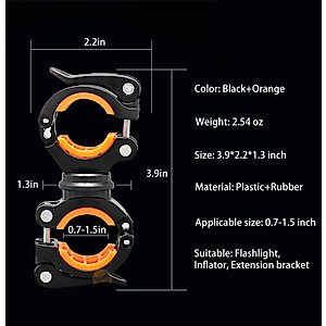 COSOOS 2 Pack Flashlight Mount Holder, Universal Bicycle Led Light Mounting Holder 360° Rotation Clip Clamp for Flashlight, Cycling, Riding