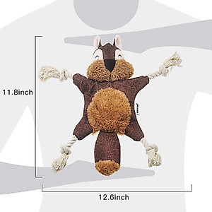 Durable Dog Toys for Aggressive Chewer Squeaky Indestructible Puppy Toys Tough Dog Squeaky Toys No Stuffing Crinkle Dog Toy, Rope Knots Puppy Chew Teething Toys, Sturdy Squirrel Interactive Pet Toy