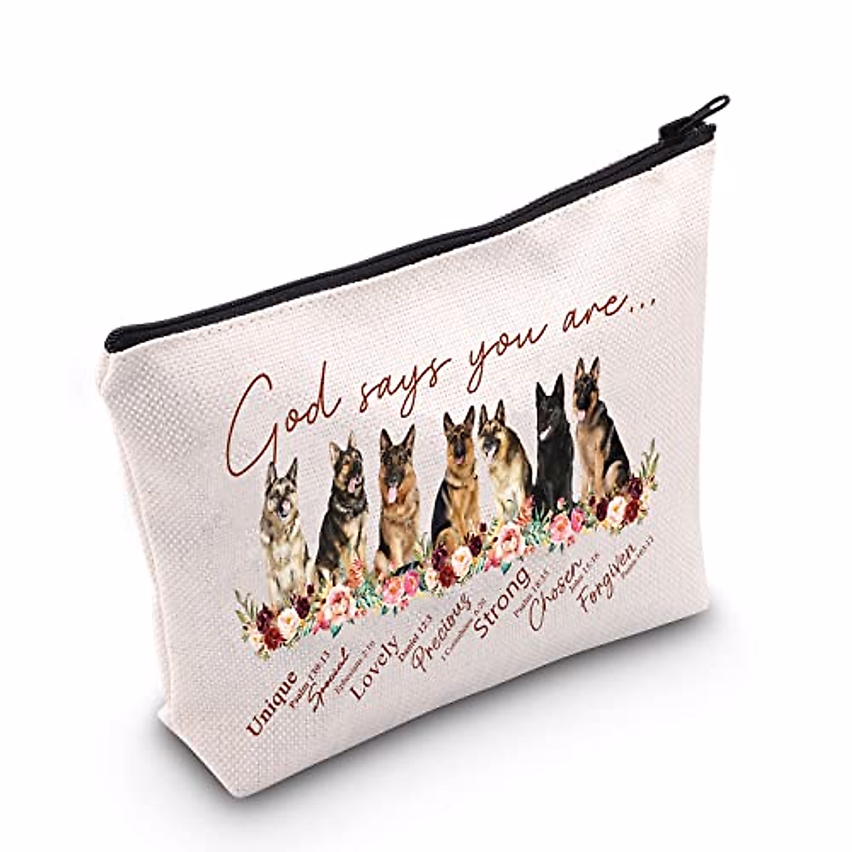 LEVLO German Shepherd Dog Cosmetic Make Up Bag German Shepherd Gift God Says You Are Unique Special Lovely Make Up Zipper Pouch Bag (German Shepherd Dog)