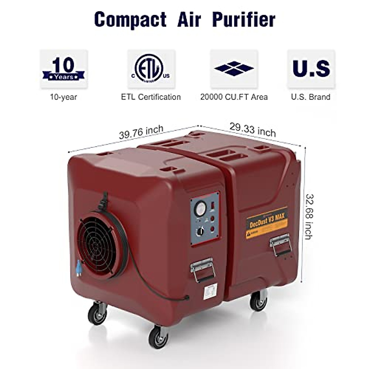 Abestorm 2000 CFM Air Scrubber Commercial with 4 Stage Filtration Negative Air Machine HEPA Air Scrubbers UV-C Light Air Cleaner for Commercial, Industrial, Damage Restoration, and Large Spaces