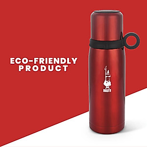 Bialetti - Stainless-steel Water Bottle 15,55oz with Lid/Cup: Double-Layered Vacuum Insulated, Keeps Drink Cold for 24 Hours and Hot for 12 Hours, Grey