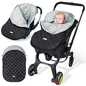 Orzbow Canopy Style Bunting Bag Weather in Car Seats and Strollers, Infant Blanket Warm in Winter (Black)