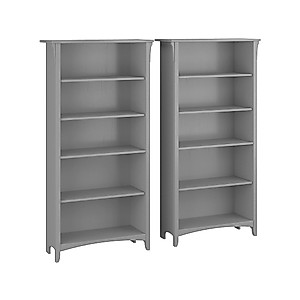 Salinas 5-Shelf 63-Inch H Tall Bookcase, Cape Cod Gray, 2/Set
