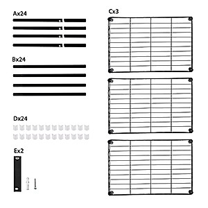 GIA Home Series 3 Tier Wire Shelving Unit Standing Storage Metal Shelves for Kitchen&Bathroom,Set of 2,Black