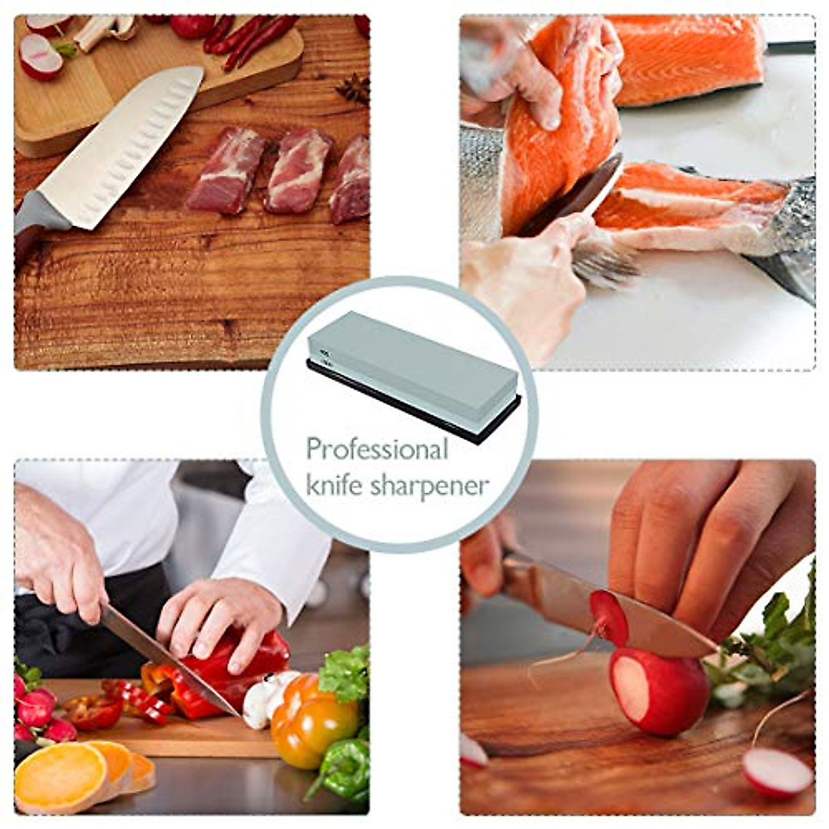 Knife Sharpening Stone Combination Dual Sided Grit With Base for Sharpening and Polishing Tool with Non Slip Base for Kitchen Knives, Hunting Knives, Pocket Knives and Tool Blades (400/1000)