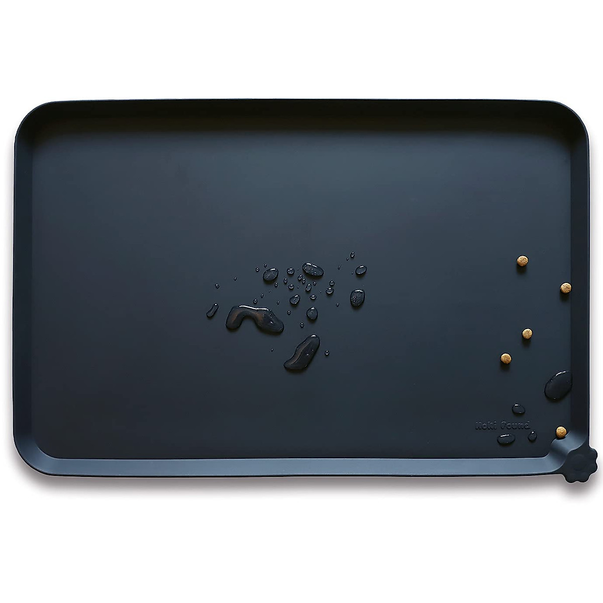 Hoki Found Silicone Pet Food Mats Tray - Non Slip Pet Dog Cat Bowl Mats Placemat - Dog Pet Cat Feeding Mat - Waterproof Dog Cat Food Mats -Pet Water Mats for Floors -Black
