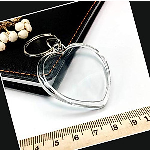 25Pcs Heart-Shaped Small Clear Acrylic Custom Personalised Insert Photo Picture Blank Frameless Frame Keychains Snap-in Key Chain Keyrings Key Holder for Family Lovers and Friends