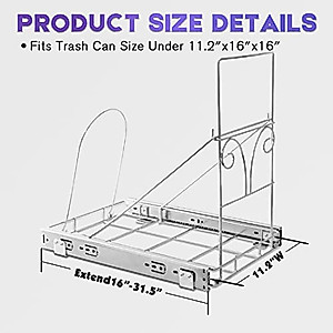 Zikopomi Kitchen Shelf for Pull Out Trash Can Under Cabinet, Pull Out Slider for Kitchen Trash Can Under The Sink - Trash Can Not Included