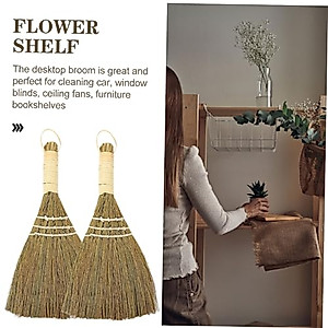Cabilock 3pcs Kitchen Cleaning Broom Mini Broom Straw Broomstick Desk Dust Broom Miniature Desk Cleaner Short Asian Broom Dusting Table Whisk Brooms Household Brooms Desk Duster Miscanthus