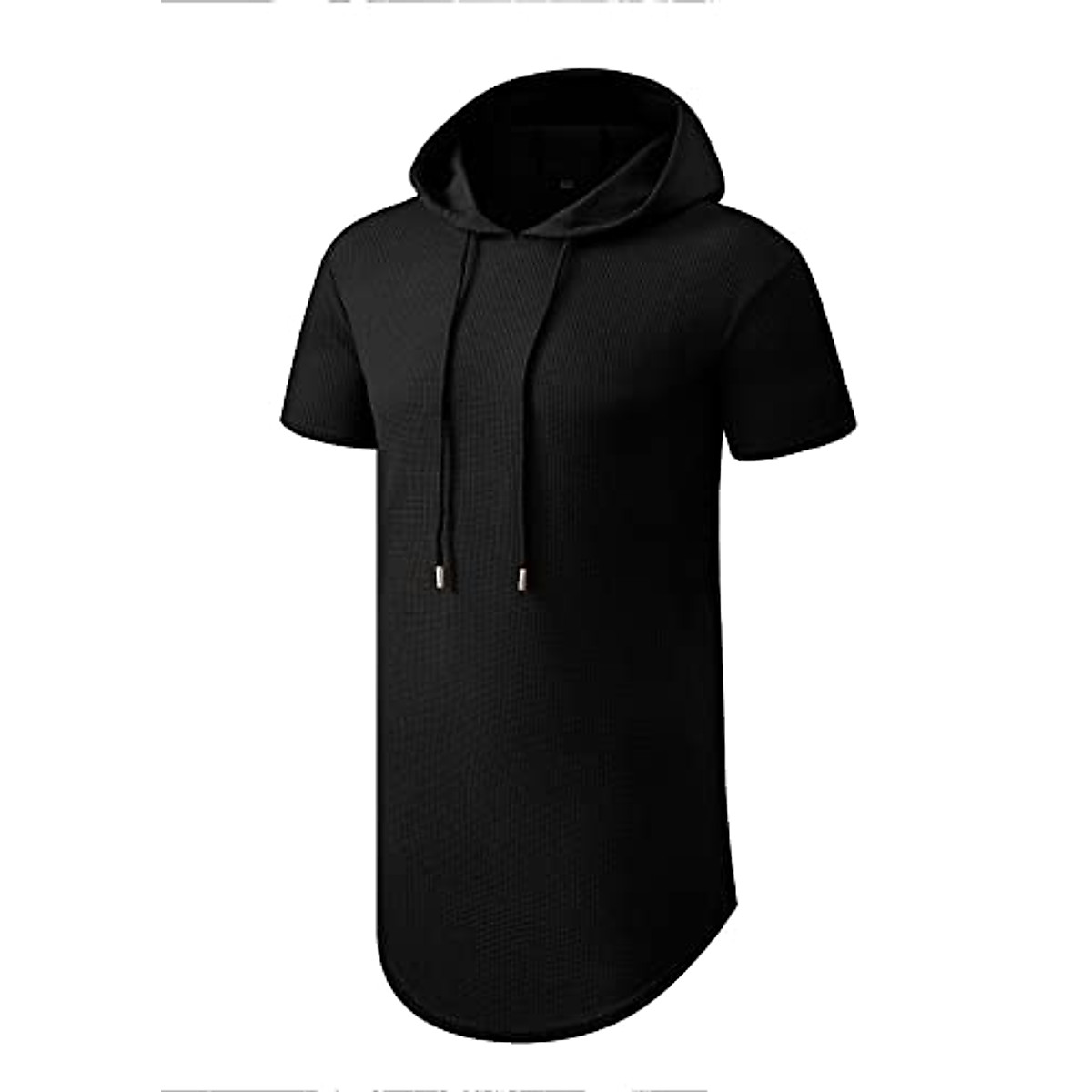 Sailwind Men's Waffle Knit Short Sleeve Hoodie Lightweight Hooded Pullover T Shirts, Black