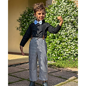 Volunboy Boys Clothes Set Toddler Gentlemen Wedding Suit Long Sleeve Bow Tie Shirts Suspenders Pants Ring Bearer Outfits (Black, 2-3T)