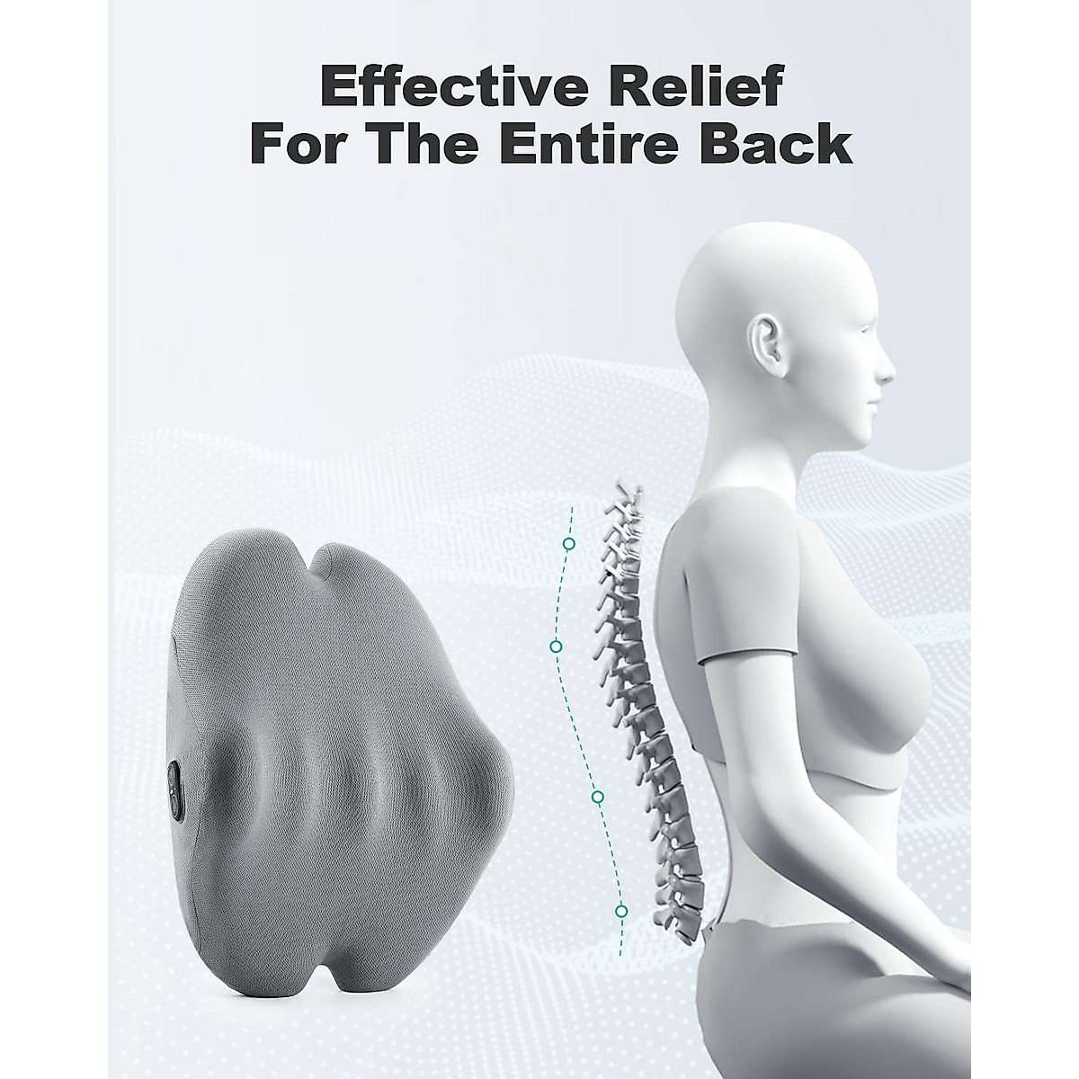 Foamula Vibrating Lumbar Support Pillow, Back Support Pillow with Vibrating Motors for Back Pain Relief, Ergonomic Design with Adjustable Strap for Home Office Chair, Gaming Chair, Car Seat, Plane