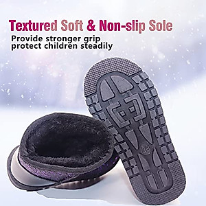 Elcssuy Girls Glitter Snow Boots Toddler/Little Girls Warm Winter Comfy Outdoor Sparkle Boots (1 Little Kid, Black, numeric_1)
