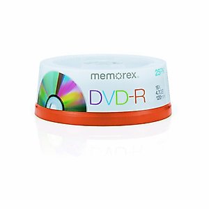 Memorex DVD-R 120 Minutes 4.7GB 16x Speed Recordable Blank Discs - 25 Pack Cakebox Spindle