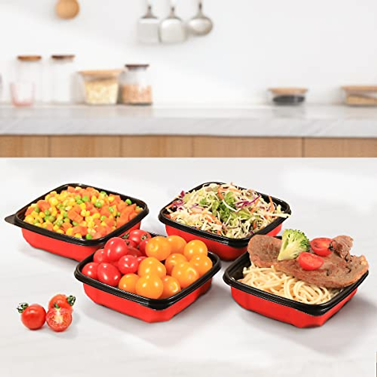 OTOR 14 Ounce Meal Prep Containers Stackable 20 Sets with Airtight Lids Food Grade Square Lunch Boxes Travel Containers BPA Free Dishwasher, Microwave, Freezer Safe
