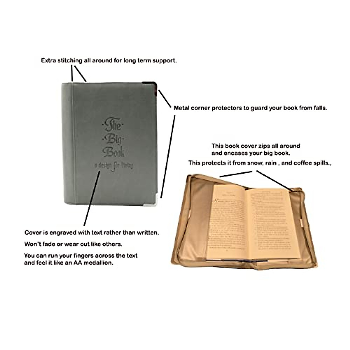 Green AA Bookcover with Big Book of Alcoholics Anonymous Included You Get Both