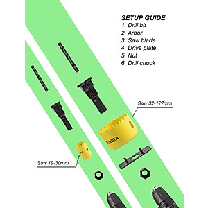 BINOTA Wood Hole Saw Set 16PC for PVC, Plastic, Gypsum Board, Composite Board and Density Board, Kit 19-127mm
