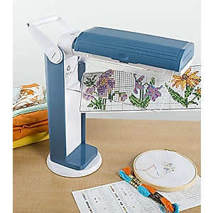 OttLite 13 Watt Magnifier Task Lamp with 2X Magnification and Swivel Base, Dark Blue
