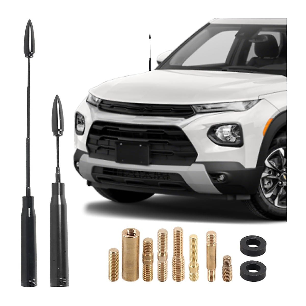 zipelo Short Antenna, 5.5 Inch Car Antenna Heavy Duty Replacement, Universal Car Accessories Exterior, Auto Radio AM/FM Reception Retractable Antenna Compatible with Most Trucks, Pickup, SUV