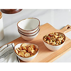 ONEMORE Ceramic Bowls, 8 oz Ice Cream Bowls Oval Salad Bowl Set of 6 Small Serving Bowls for Charcuterie Board, Dessert, Dips, Cereal, Side Dishes - Microwave, Dishwasher and Oven Safe - Creamy White