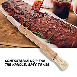 Wooden Barbecuing Brush Oil Basting Baking Brush Oil Sauce Butter Kitchen Tool(Round Handle)