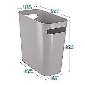 Vtopmart 4 Pack Plastic Small Trash Can, 1.5 Gallon/5.7 L Office Grey Bin with Built-in Handle, Slim Waste Basket for Bathroom, Bedroom, Home Office, Living Room, Kitchen