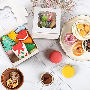 AISEY 4x4x2.5 Inches White Bakery Boxes with Window, Cookie Boxes, Mini Cake Boxes, Dessert, Pastry, Small Treat Boxes, 20 Pcs