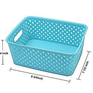 Bekith 9 Pack Plastic Storage Basket, Woven Basket Bins Organizer, 9.75-Inch x 7.5-Inch x 4-Inch