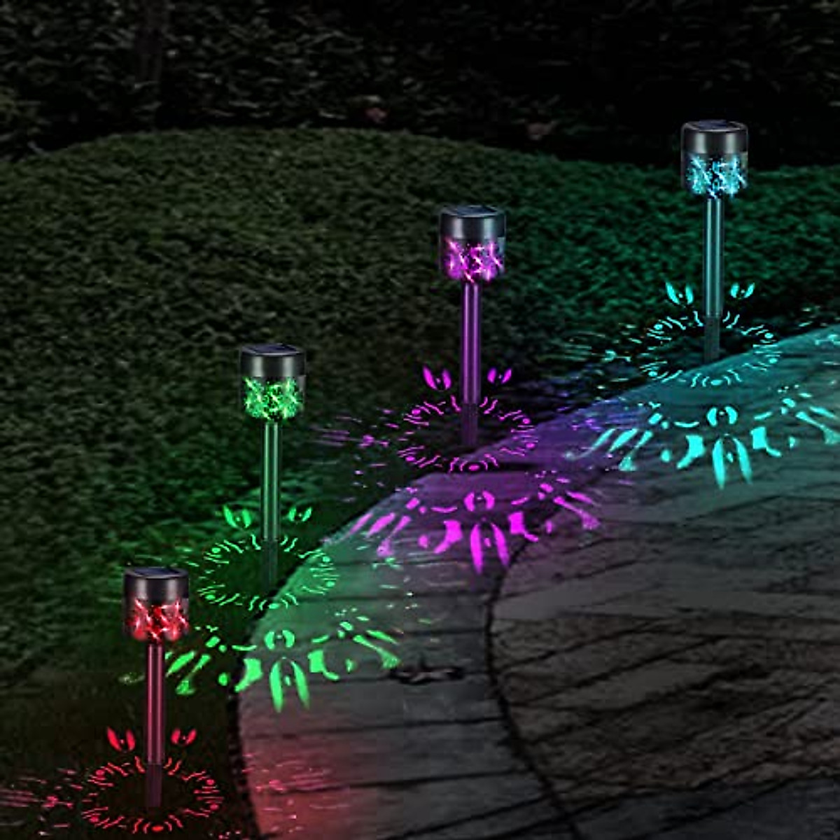 Wenhuidr 8 Pack Solar Lights Outdoor Waterproof, 7 Colors Garden Lights Solar Powered Waterproof, Outdoor Solar Lights Walkway for Patio, Lawn, Yard and Landscape