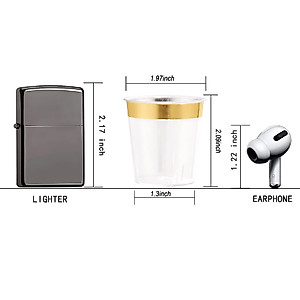 WELLIFE 200 PACK Plastic Clear and Gold Shot Glasses, 2OZ Disposable Shot Glasses, Small Hard Plastic Tumblers, Gold Tasting Sampling Cups, Mini Container Perfect for Whiskey for Party