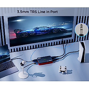 USB3.1 Game Capture Card 4K30, Game Link Raw 4K HDMI Video Capture Live Streaming Record 4K 30 FPS or 1080p120, 1440p60, HDMI Capture Card Compatible with PS5, PS4, Xbox One, Xbox 360, Switch